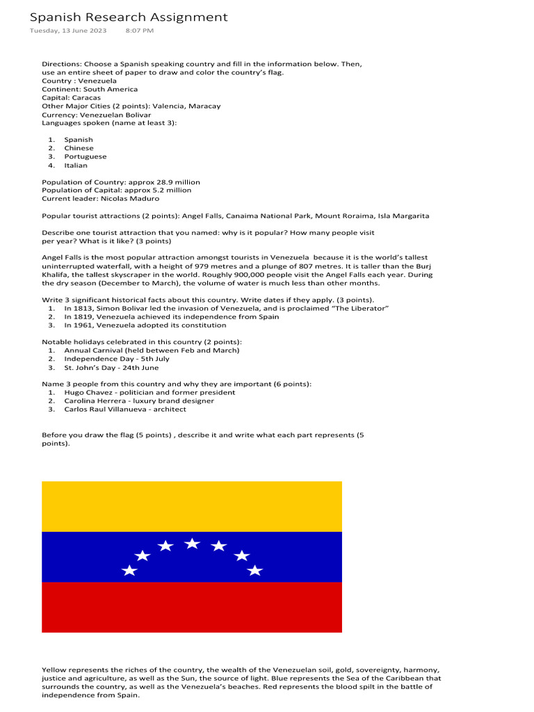 Spanish Research Assignment | PDF | Politics | Travel