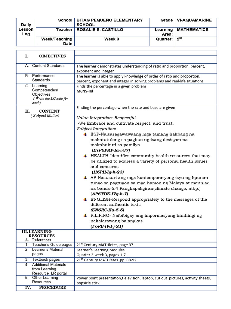 Inset Demo Plan | PDF | Learning | Percentage