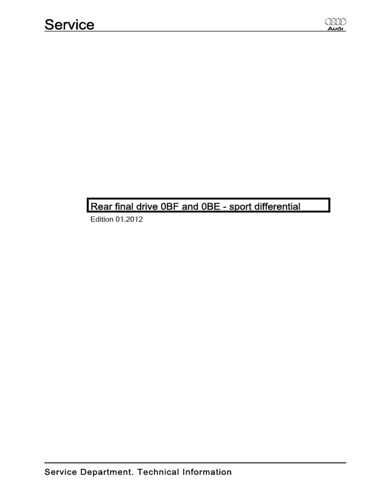 Rear Final Drive 0BF and 0BE - Sport Differential | PDF | Manual ...