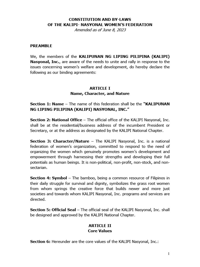 CBL KALIPI Amended As of June 2023 | PDF | Quorum | Empathy