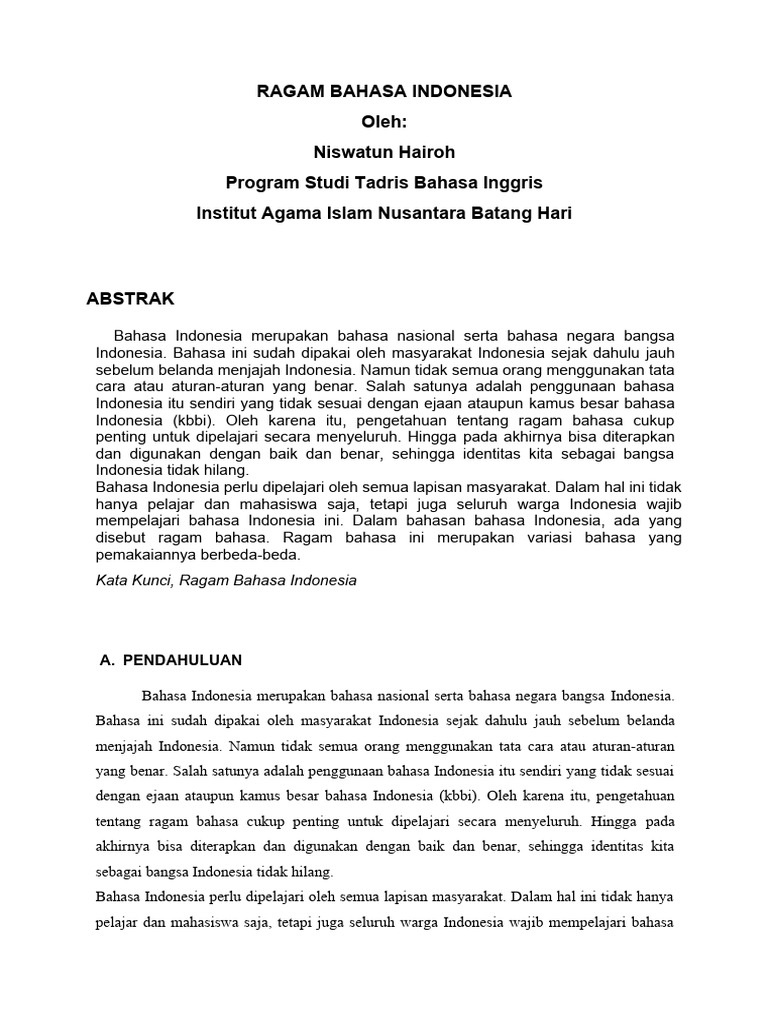 Ragam Bahasa Indonesia | PDF