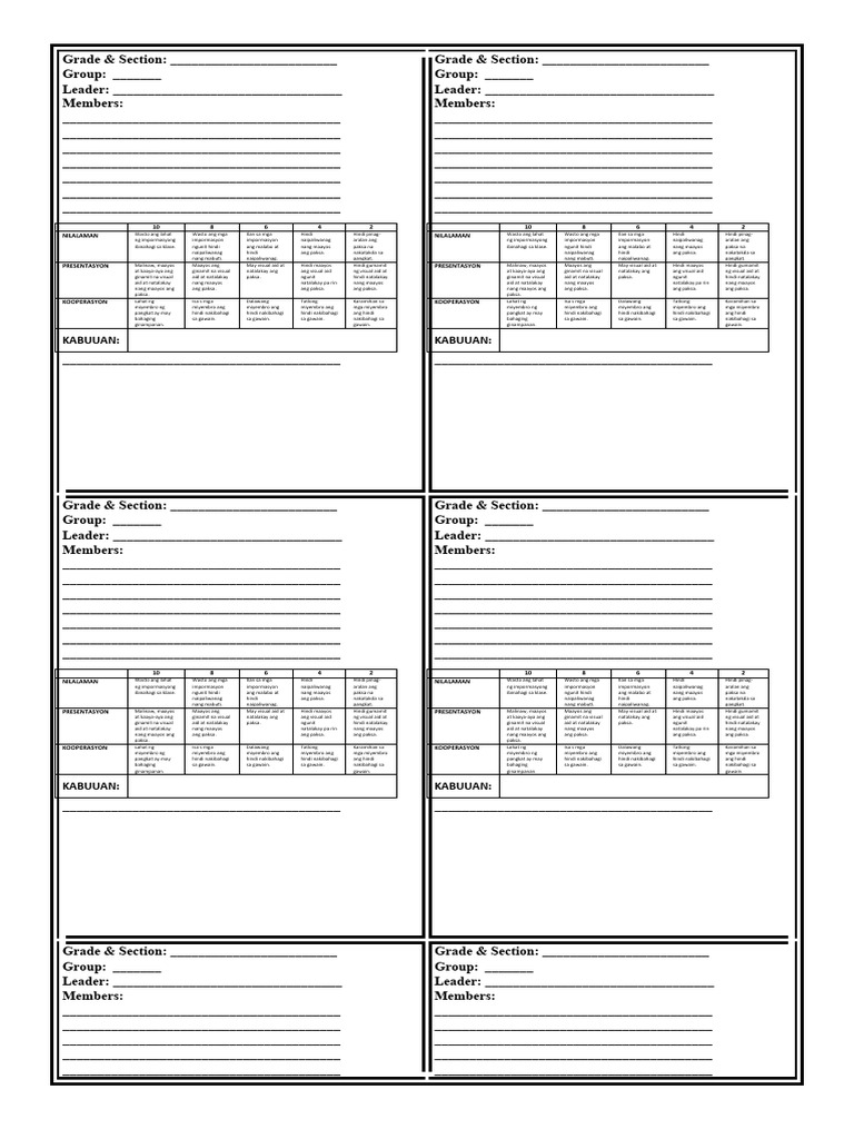 PERFORMANCE TASK #3 - List of Members & Rubric | PDF