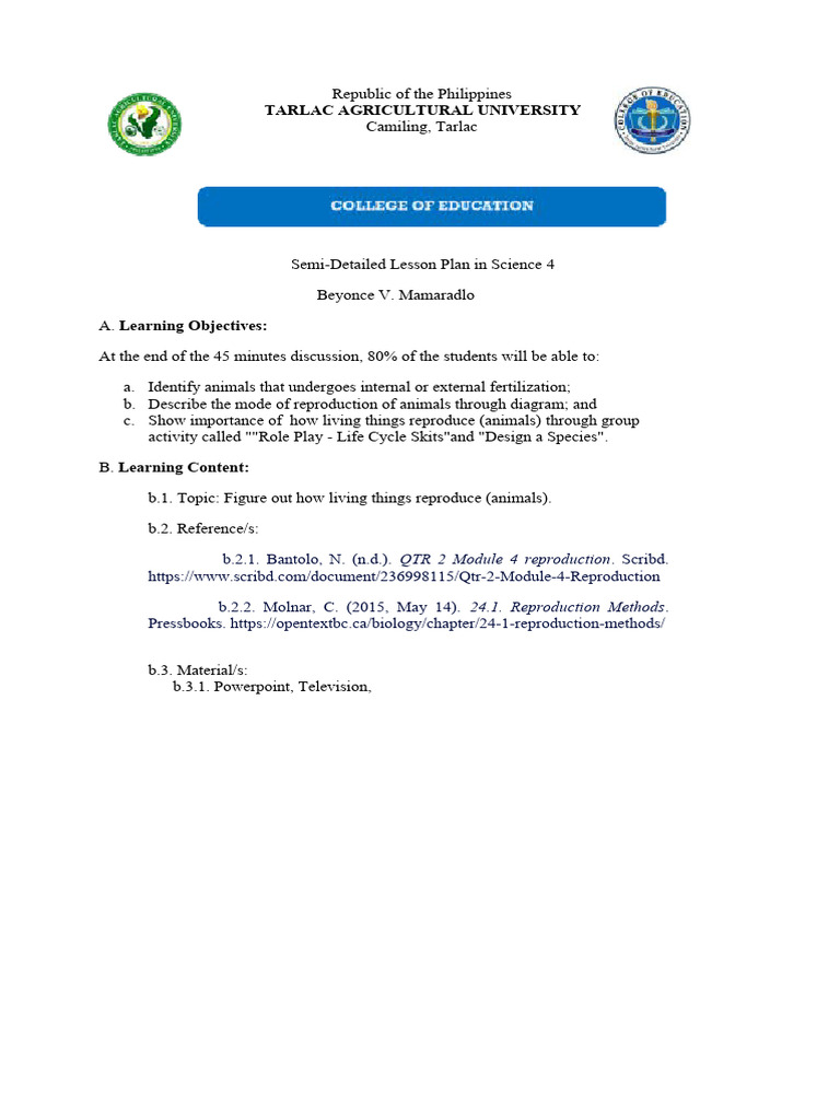 LP Template | PDF | Reproduction | Sexual Reproduction