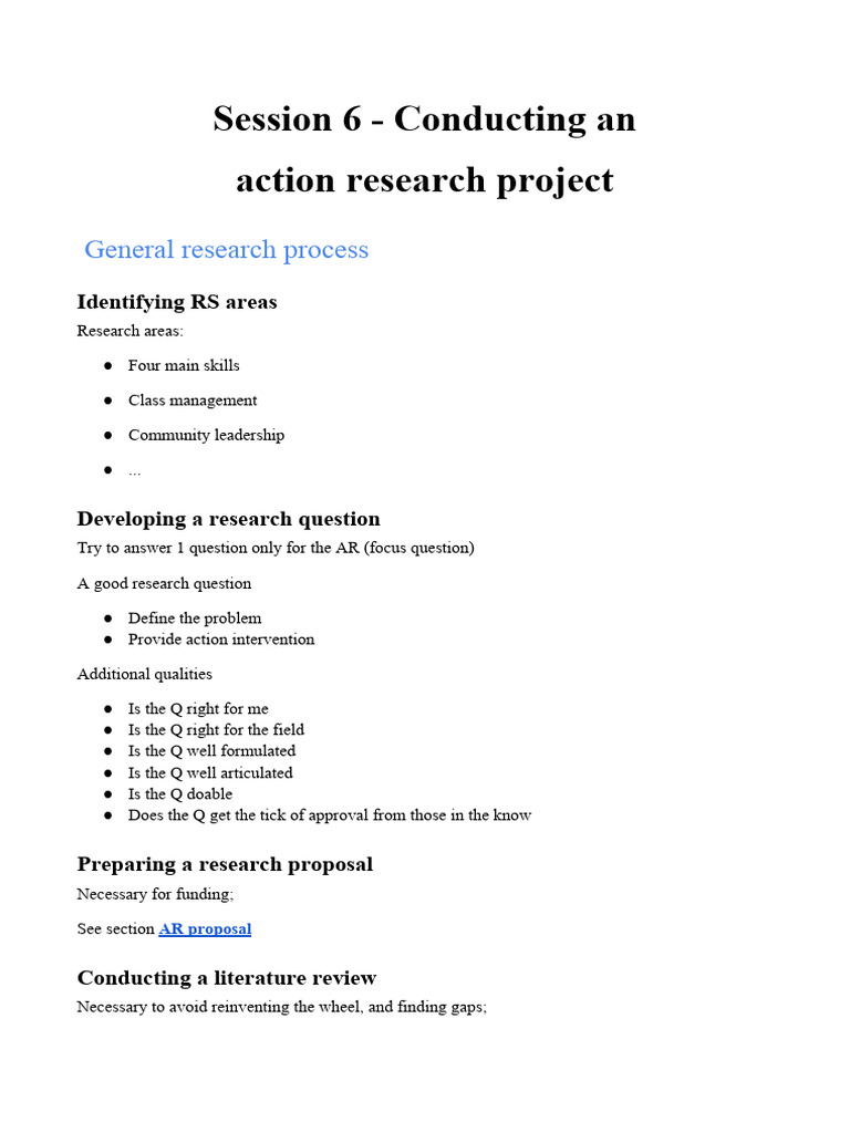 Action Research Project Guide | PDF | Curriculum | Data