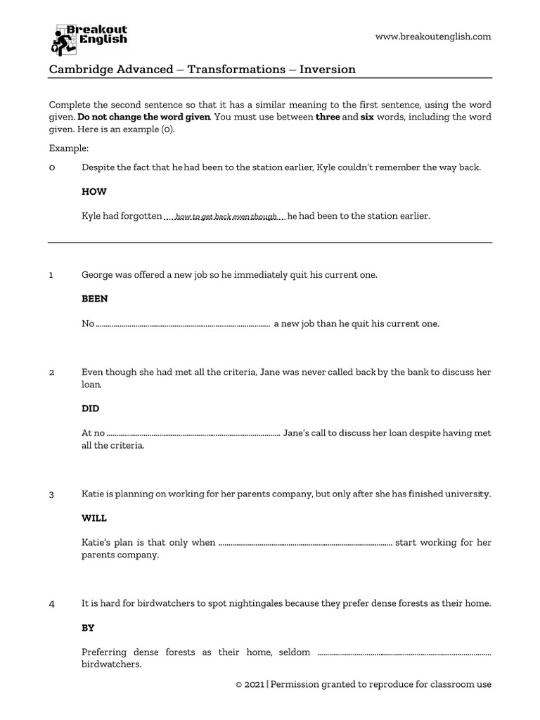 Inversion c1 KWT | PDF