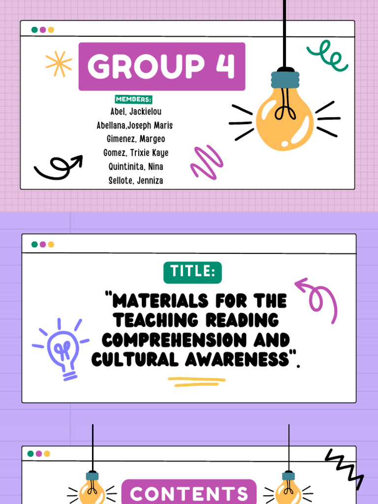 Group4 MATERIALS FOR TEACHING READING COMPREHENSION AND CULTURAL ...