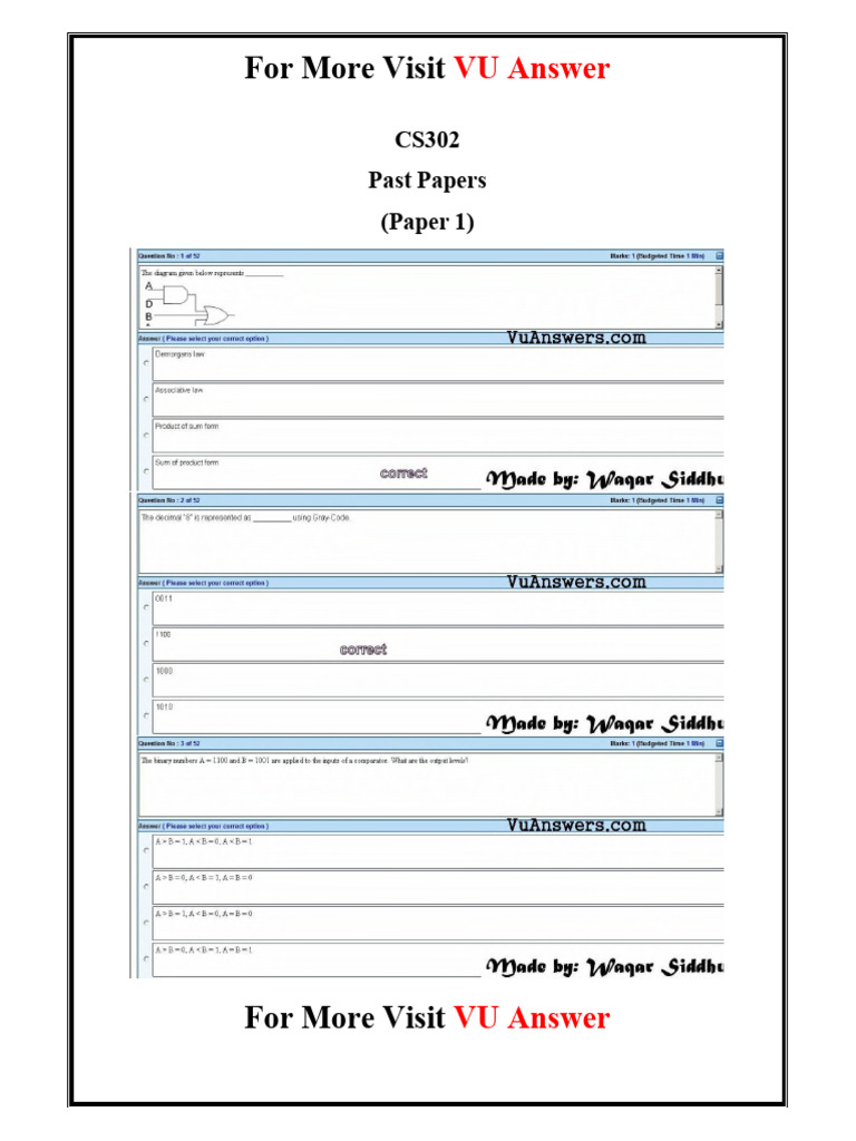 Cs302 Waqar Sidhu Past Papers Pdf