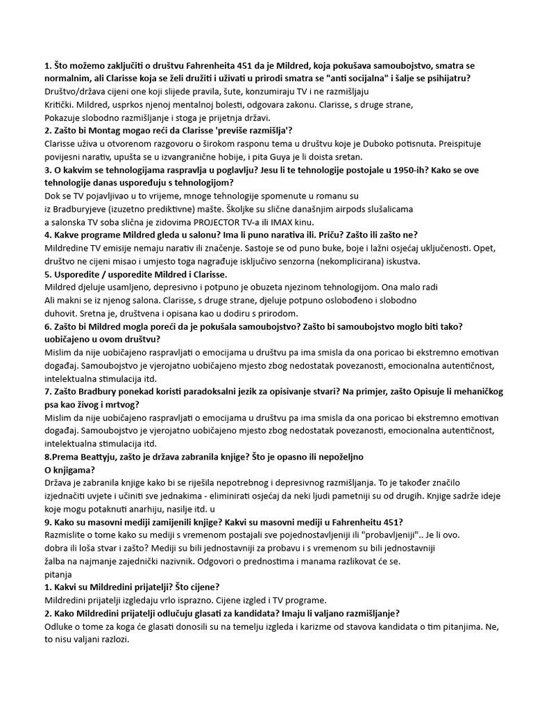 Fahrenheit Pitanja | PDF