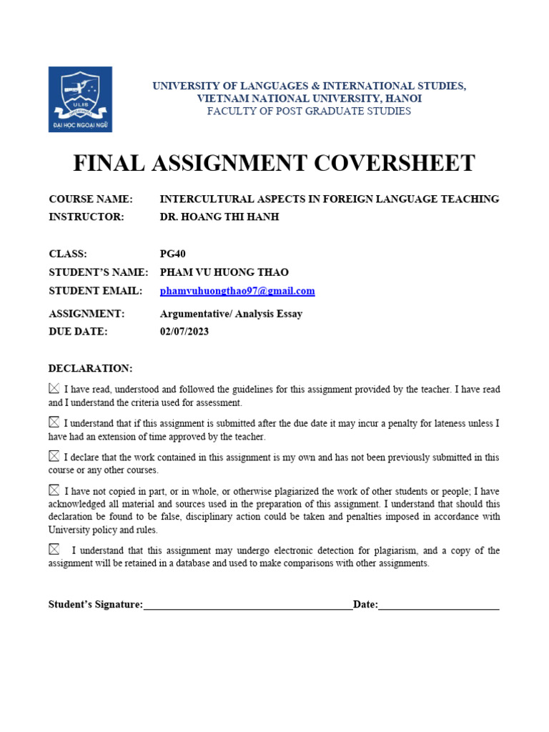 Thao - IC - Final Assignment | PDF