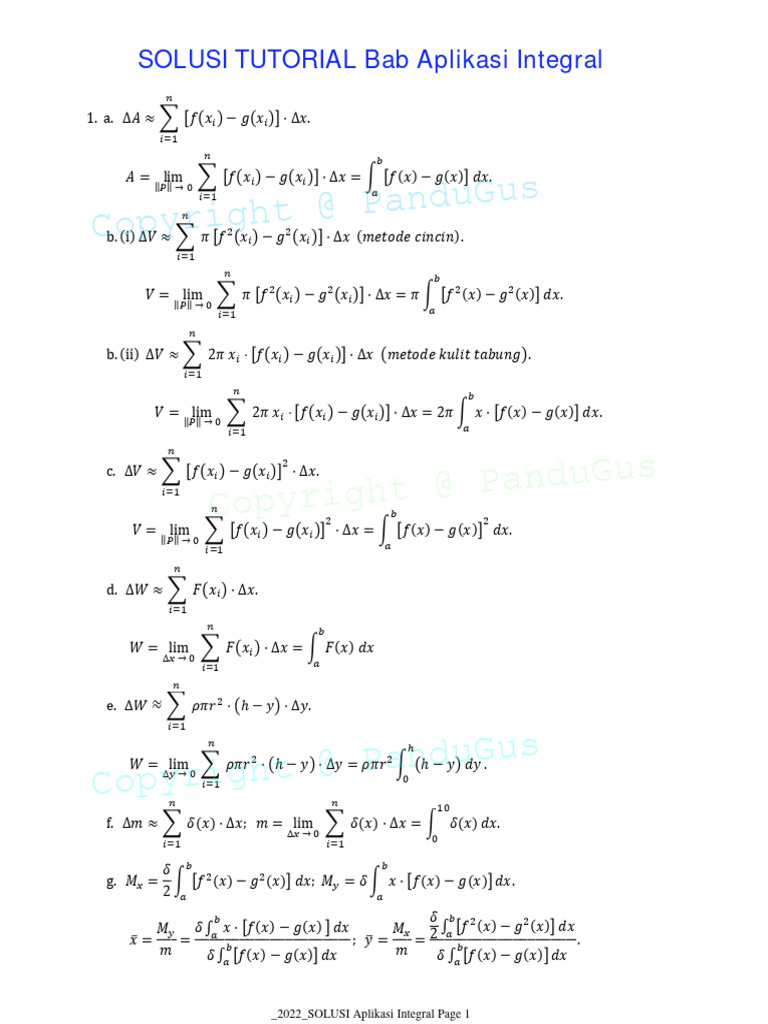 2022 SOLUSI Aplikasi Integral | PDF