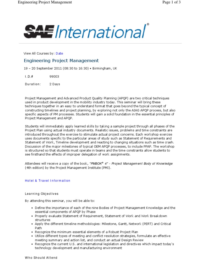 Engineering Project Management Course | PDF | Project Management ...