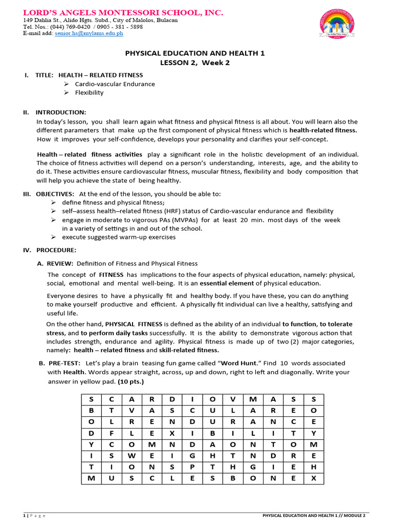 CORE PE and Health Module 2 | PDF | Physical Fitness | Heart