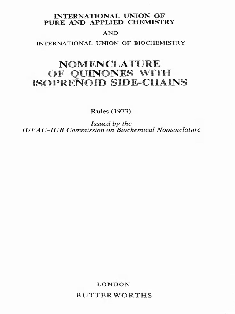 Nomenclature of Quinones and Isoprenoid Side Chains | PDF | Chemistry ...