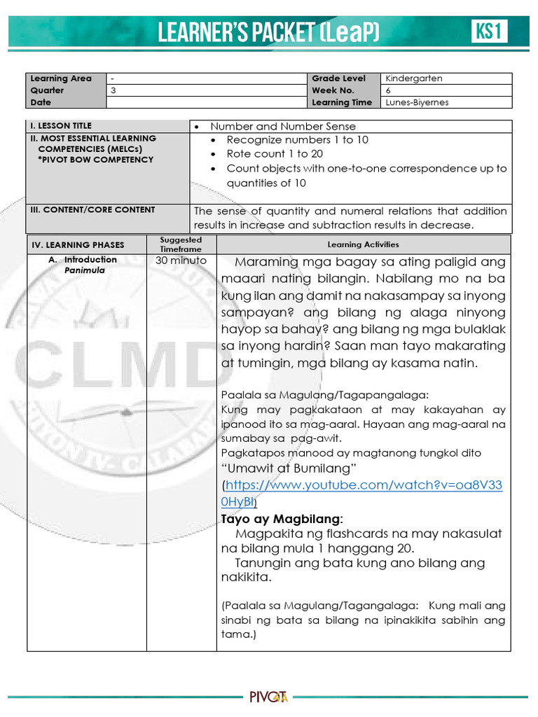 Q3 - Week 6 Kindergarten | PDF