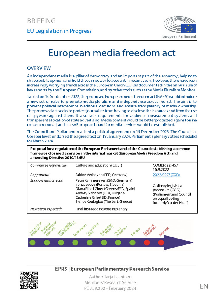 EPRS European Media Freedom Act 1707313648 | PDF | Media (Communication ...