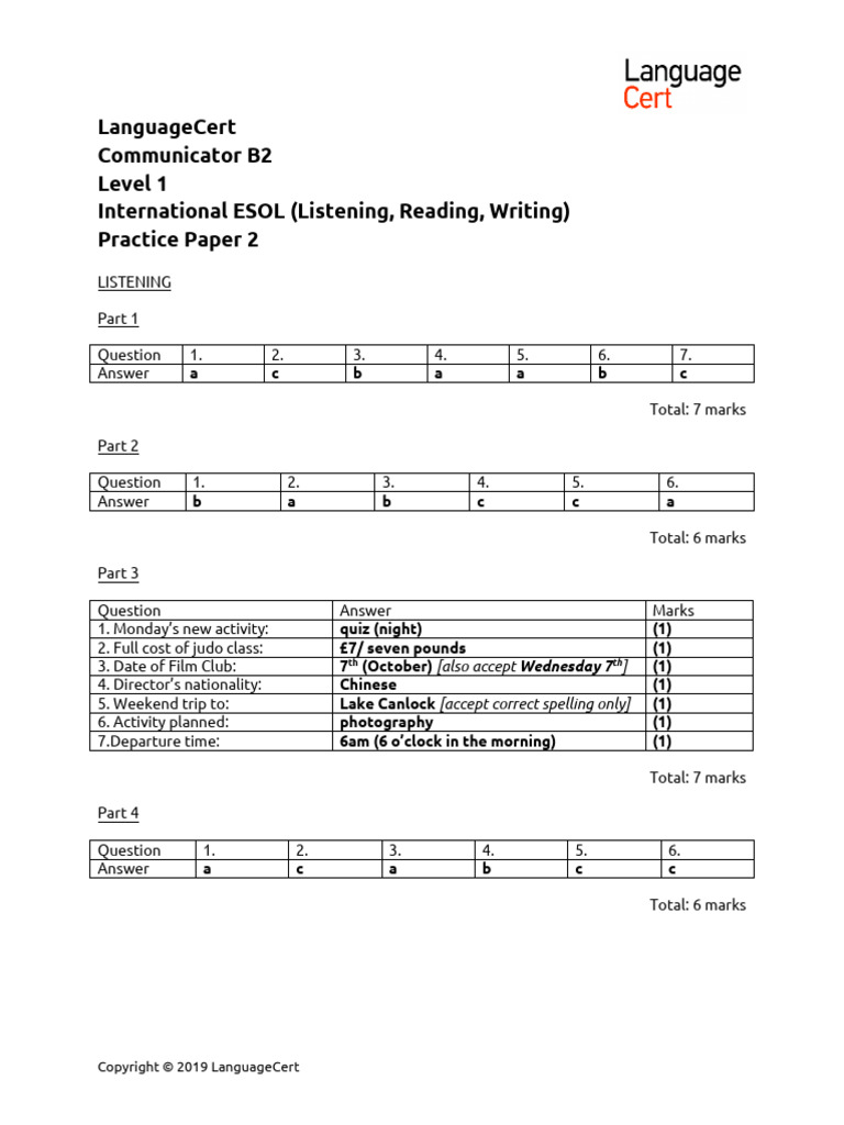 LanguageCert PP2 B2 IESOL Ms | PDF