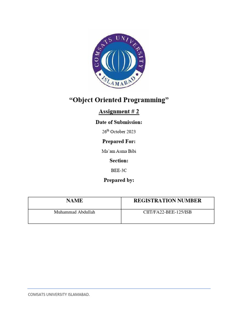 Assignment # 2 | PDF | Class (Computer Programming) | Computing