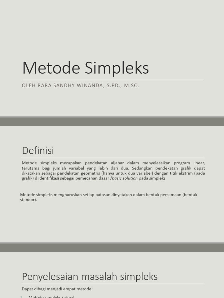 Pertemuan 4 - Metode Simpleks | PDF