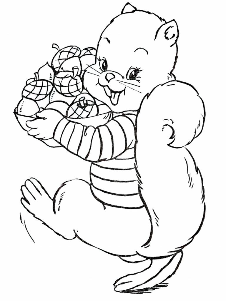 Squirrel Funny Coloring Page GraphicsFairy | PDF
