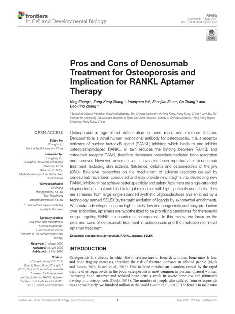 Pros and Cons of Denosumab Treatment For Osteoporosis and Implication ...