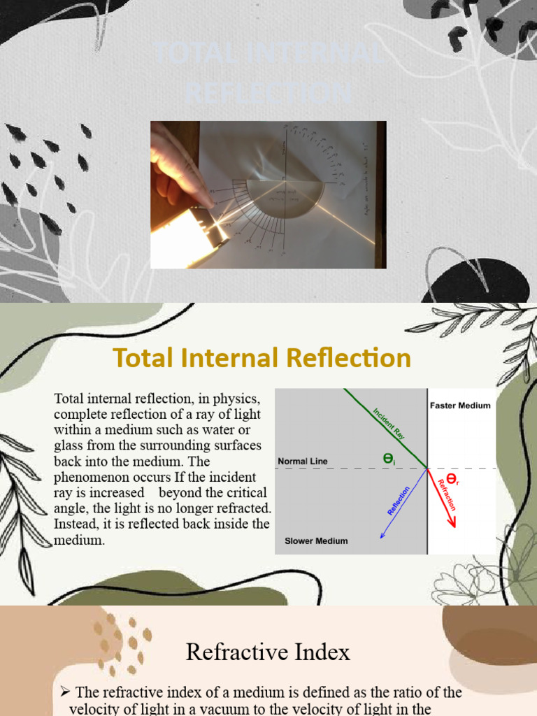 Total Internal Reflection | PDF | Refraction | Reflection (Physics)