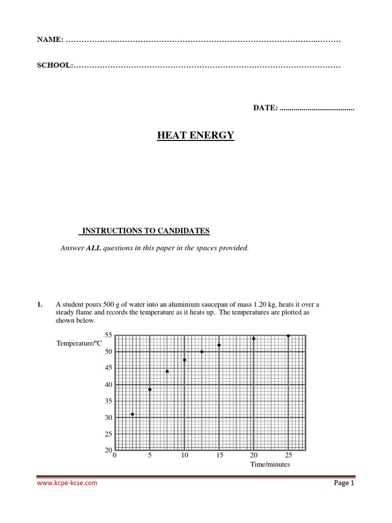 Form 3 Topic 29. Heat Energy Questions Teacher.co .Ke | PDF ...
