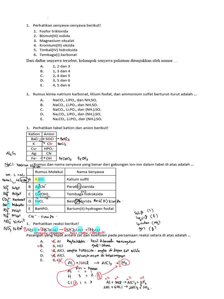 10IPA3 Latihan Soal PAT Kimia X 2022 | PDF