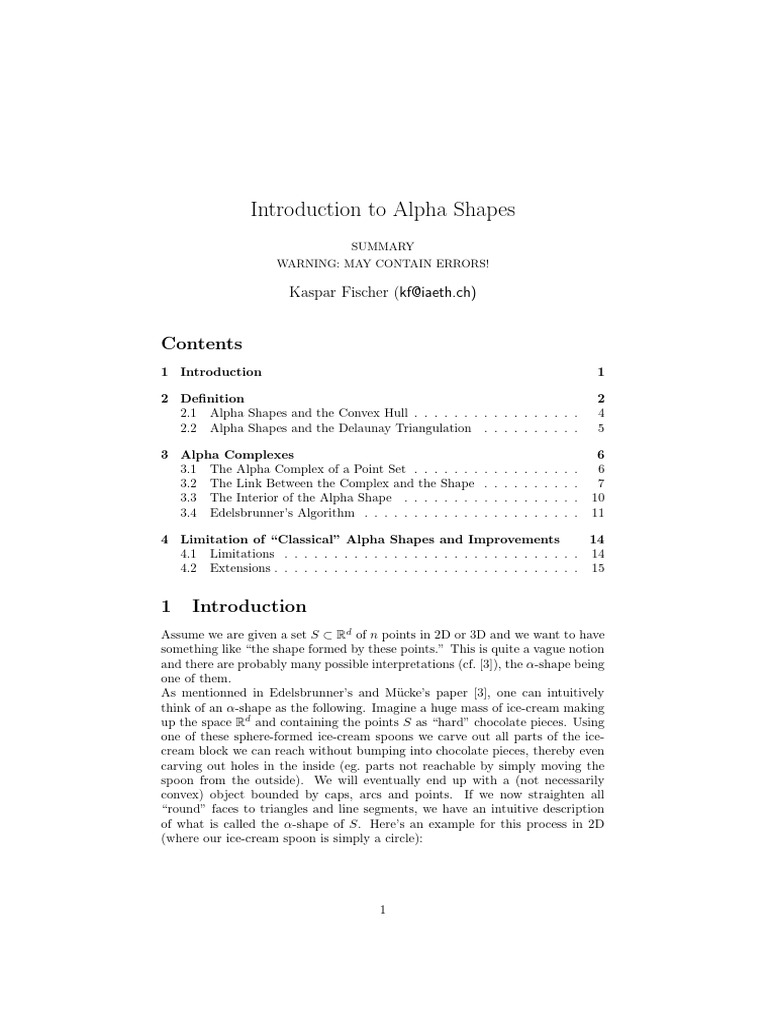 Introduction To Alpha Shapes | PDF | Geometry | Mathematics