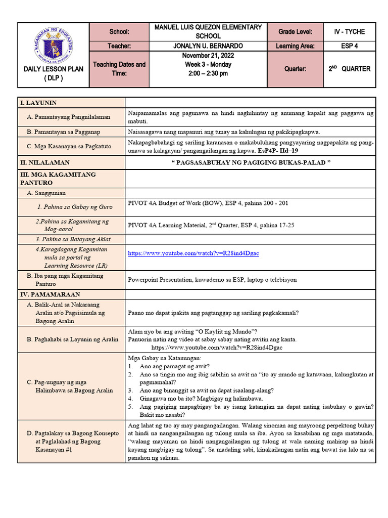 DLP-ESP4 Q2 WK3 Nov21-25 | PDF