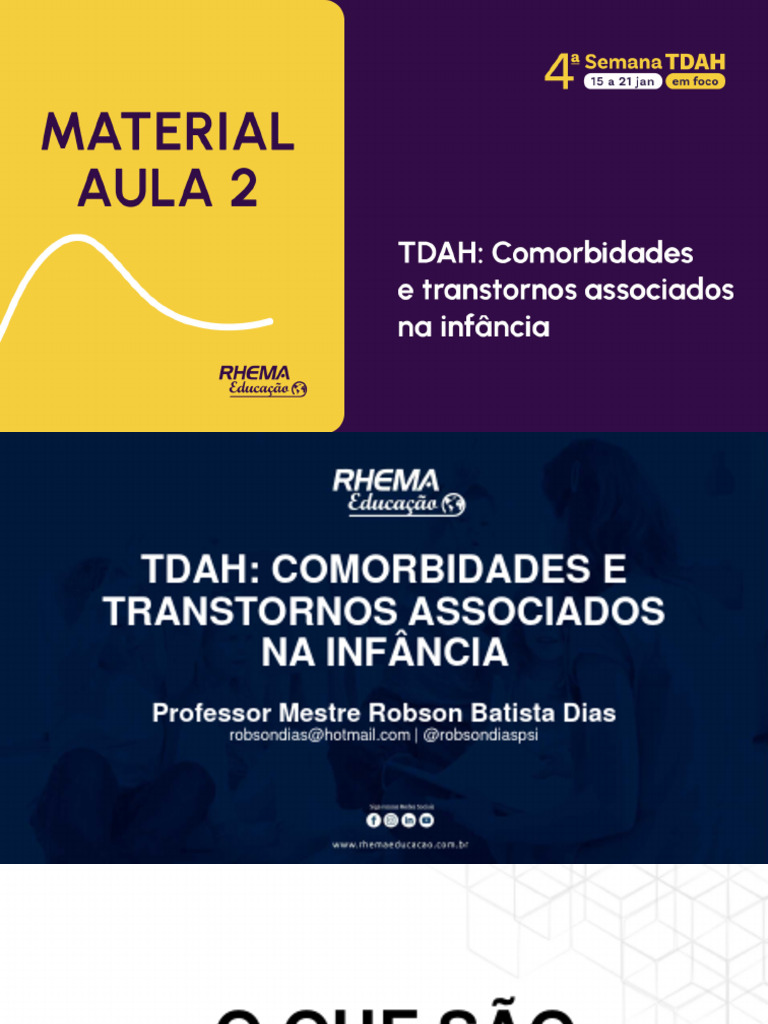 Material Aula 2 4 Semana Tdah em Foco Rhema | PDF | Depressão | Ansiedade
