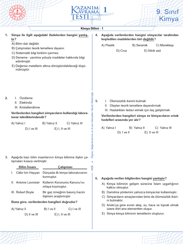 9.sınıf Kimya | PDF