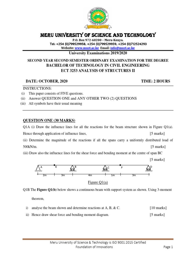Ect 3253 Analysis of Structures Ii 2 | PDF | Bending | Beam (Structure)