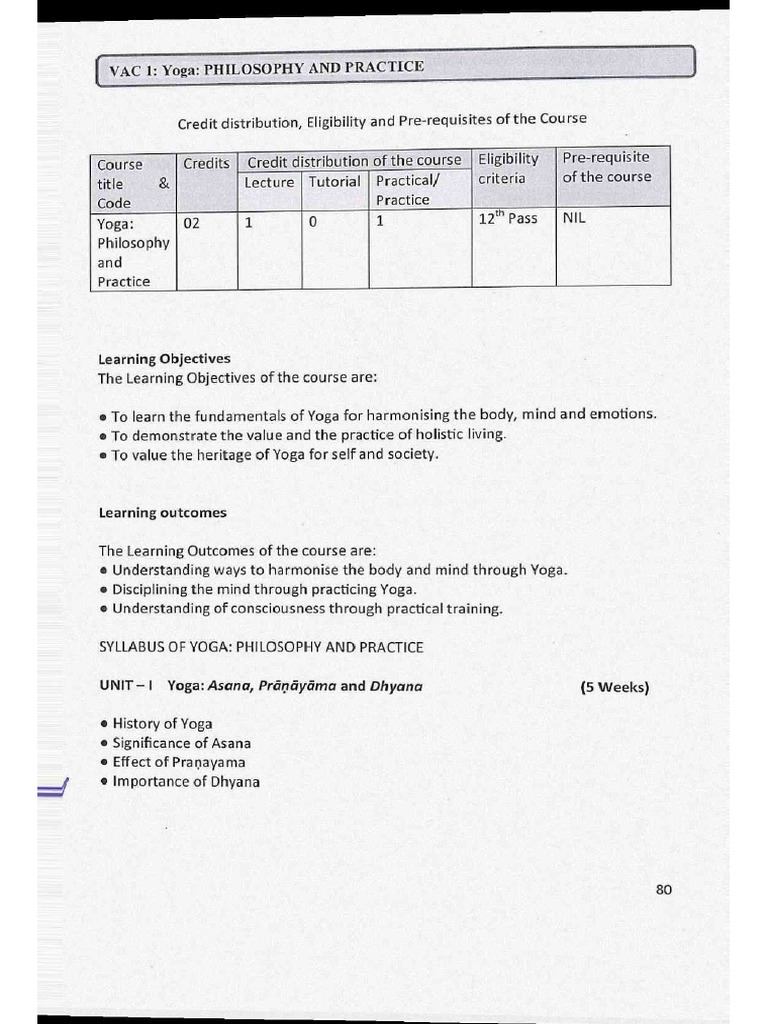 Vac Syllabus, Yoga and Practice | PDF