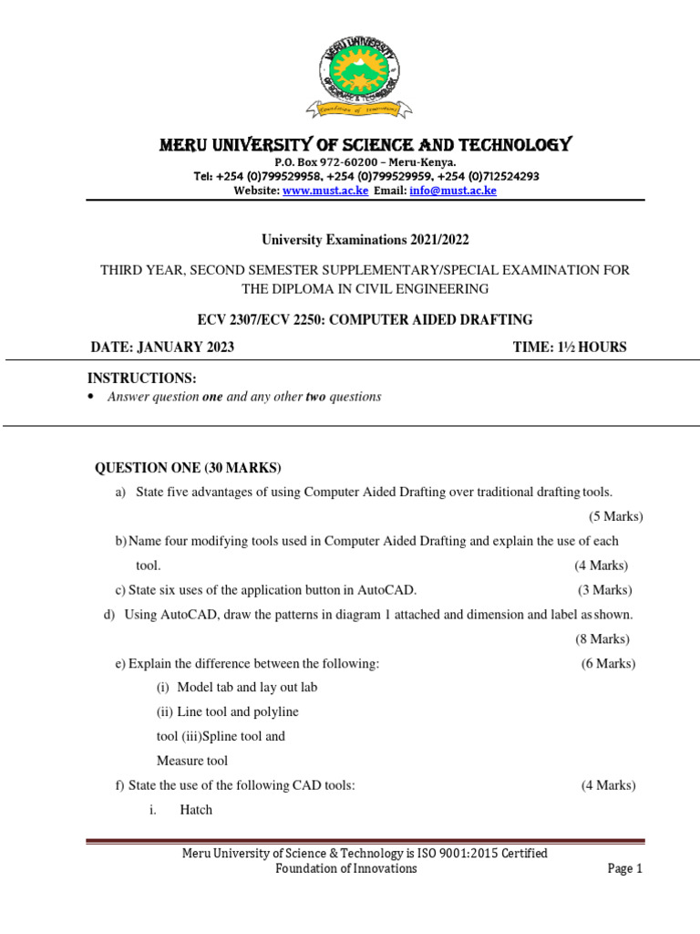 ECV 2307.ECV 2250 Computer Aided Drafting | PDF | Technical Drawing ...