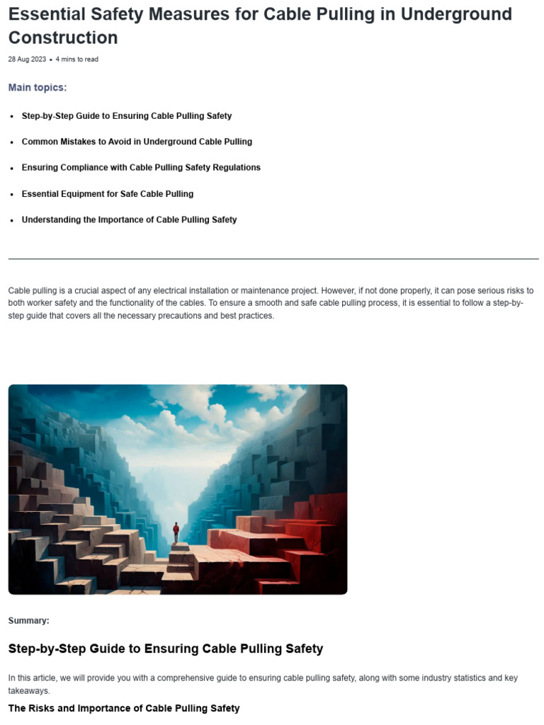 Underground Cable Pulling Safety Guide | PDF | Occupational Safety And ...