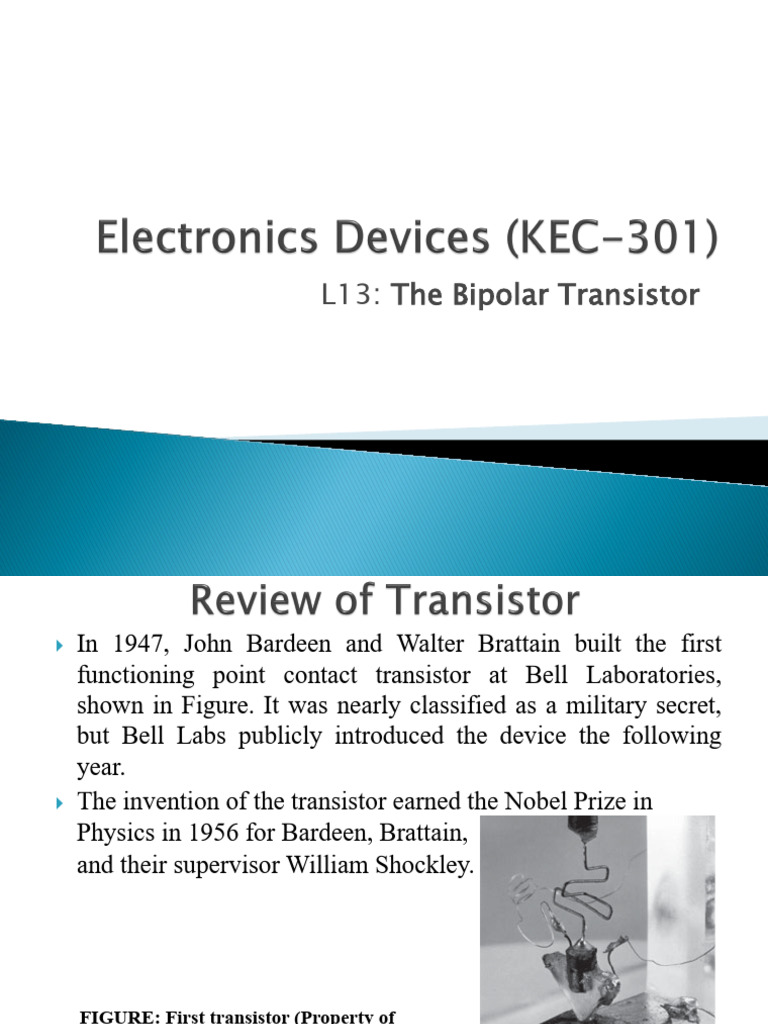 L13-The Bipolar Transistor | PDF | Bipolar Junction Transistor | Transistor