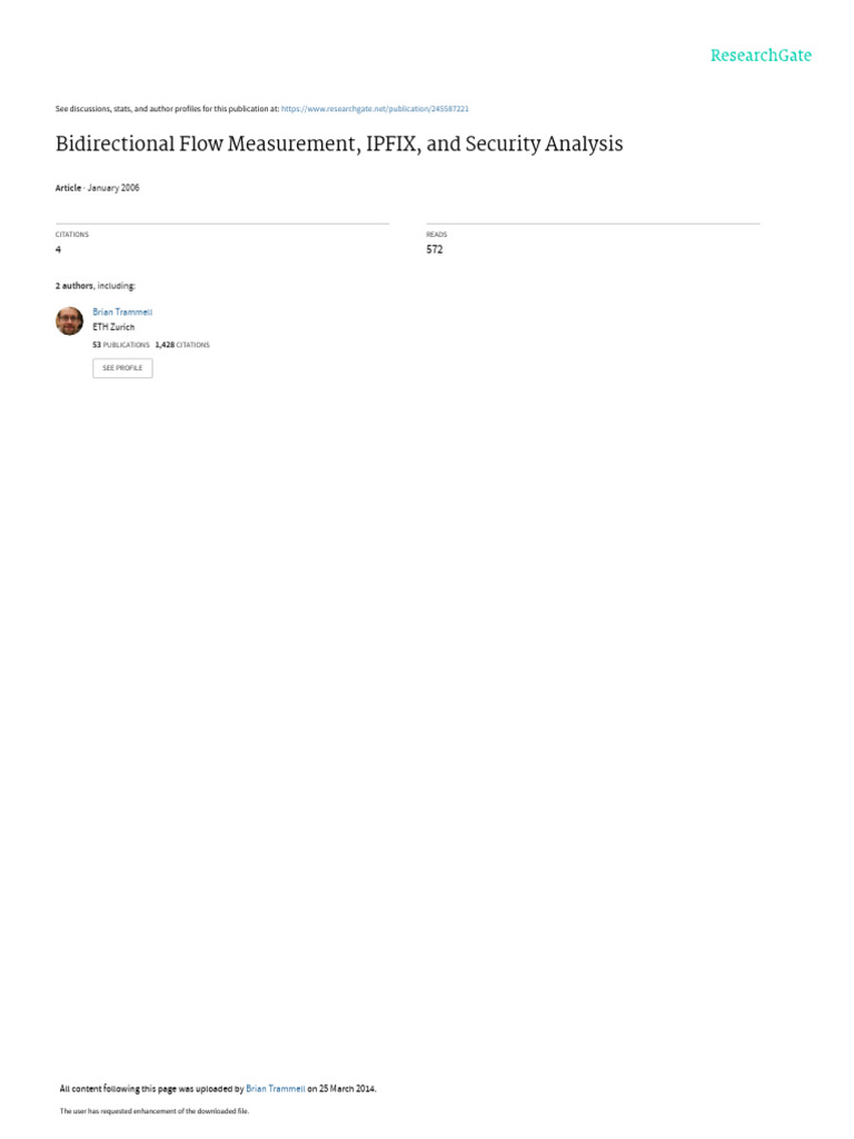Bidirectional Flow Measurement IPFIX and Security | PDF | Internet ...