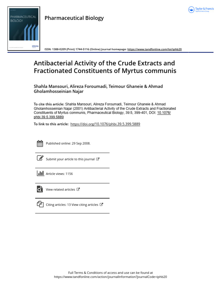 Antibacterial Activity of The Crude Extracts and Fractionated ...