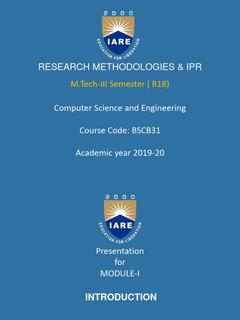m.tech-rm & Ipr (Cse) Ppts | PDF
