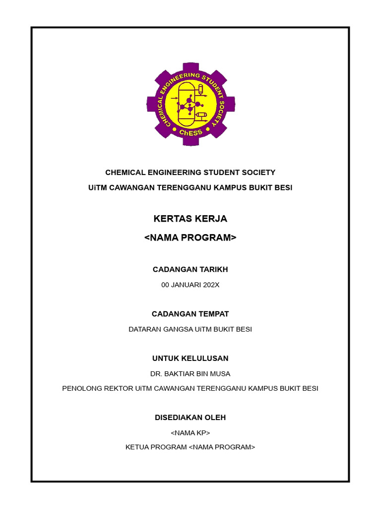 Template Kertas Kerja Program | PDF