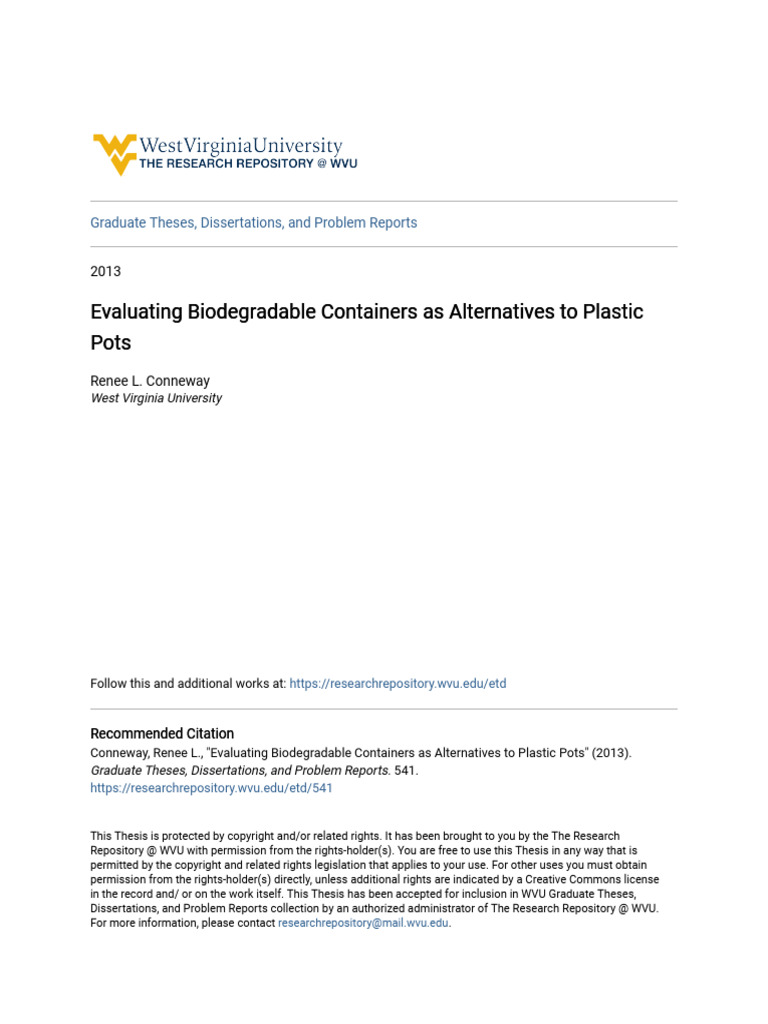 Evaluating Biodegradable Containers As Alternatives To Plastic Po | PDF
