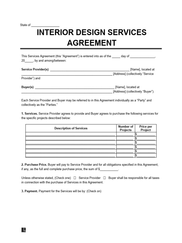 Interior Design Service Contract Template | PDF | Cheque | Arbitration