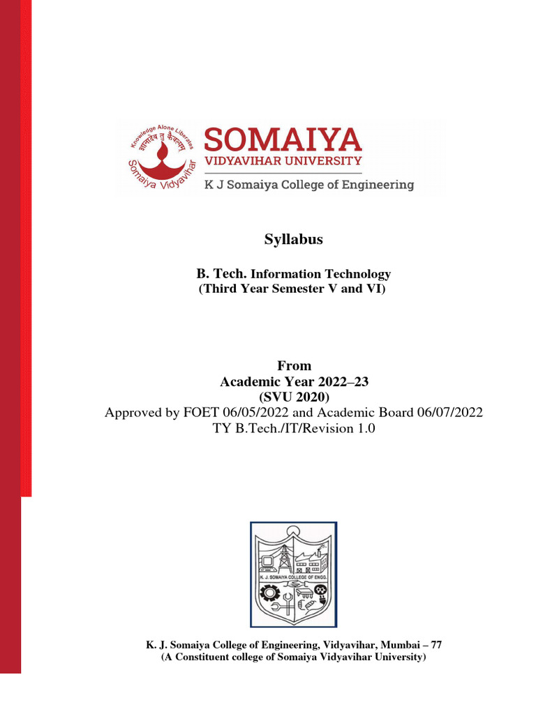 SVU 2022-23 B.Tech IT Syllabus Overview | PDF | Cryptography | Process ...