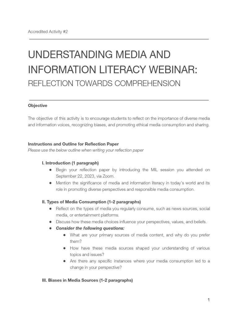 Aa #2 - Media and Information Literacy Webinar Reflection | PDF | Bias ...