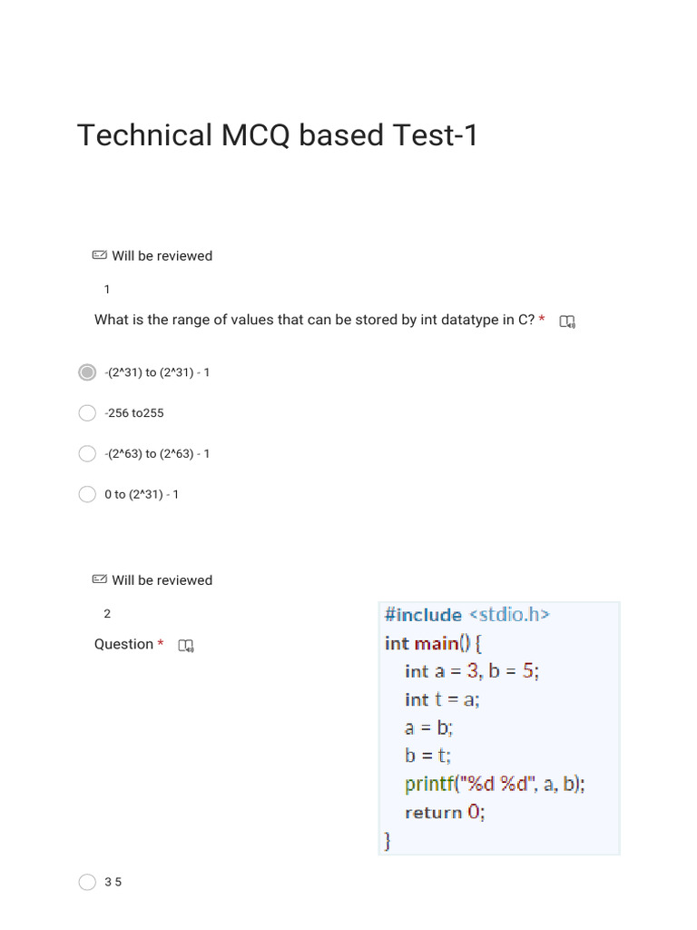 Technical Mcq Based Test 1 Pdf Pointer Computer Programming Algorithms And Data Structures