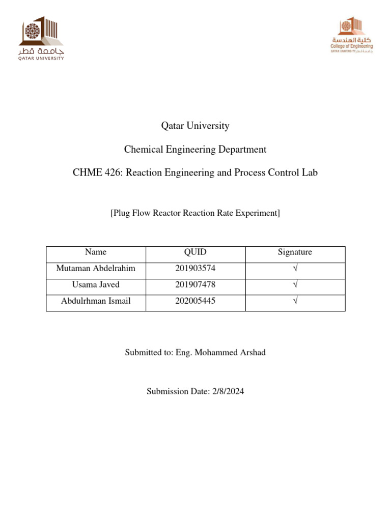 Reaction Lab Exp#1 | PDF | Chemical Reactor | Chemical Reactions