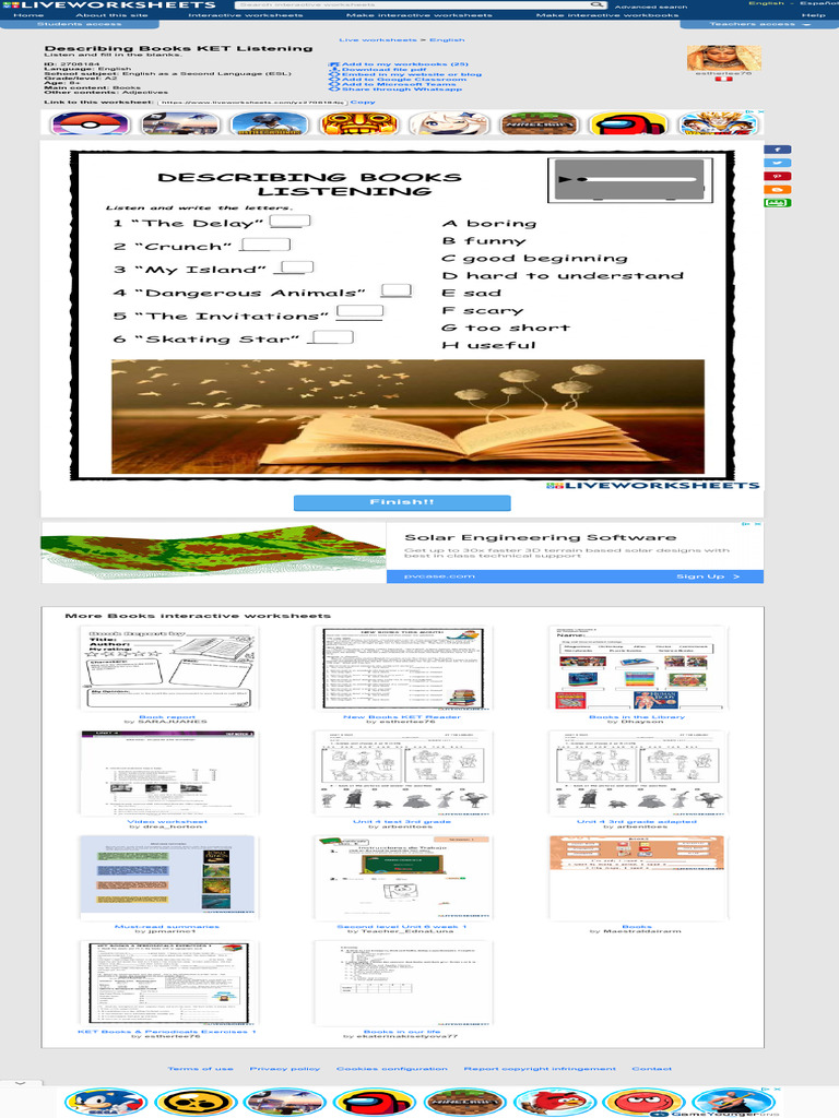Describing Books KET Listening Worksheet | PDF | Worksheet | Software