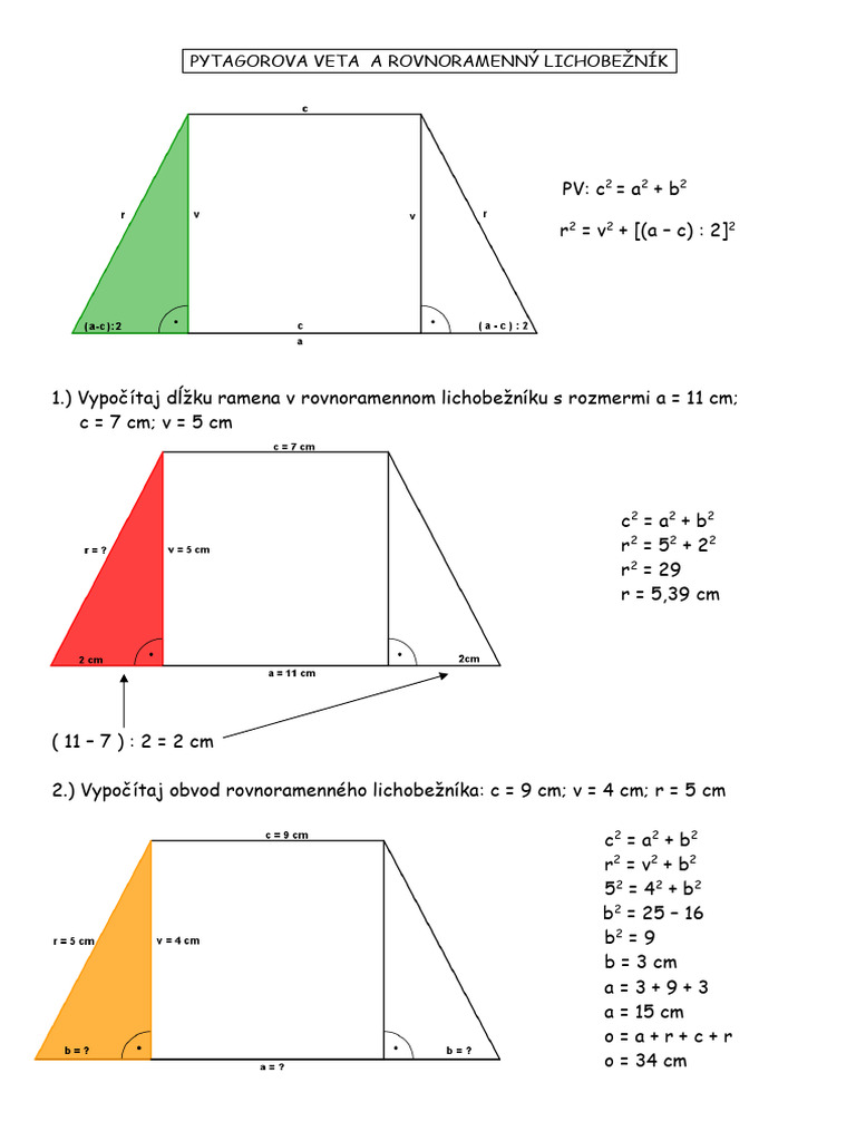 Pytagorova Veta A Rovnoramenny Lichobeznik | PDF