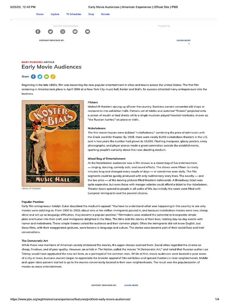 Early Movie Audiences | PDF