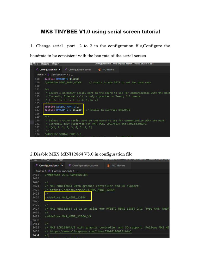 MKS TINYBEE V1.0 Using Serial Screen Tutorial | PDF